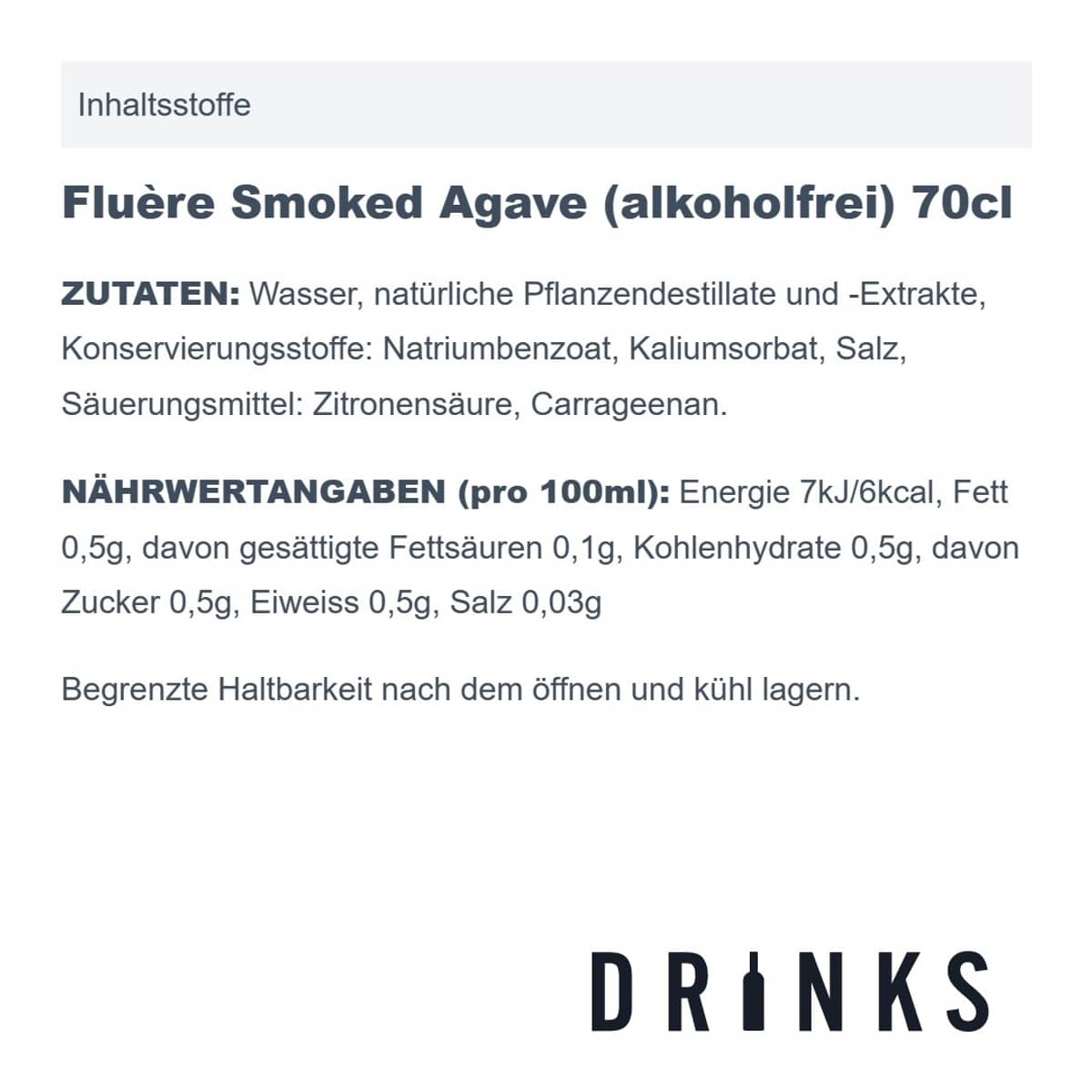 Fluère Smoked Agave (alkoholfrei) 70cl | Drinks.ch